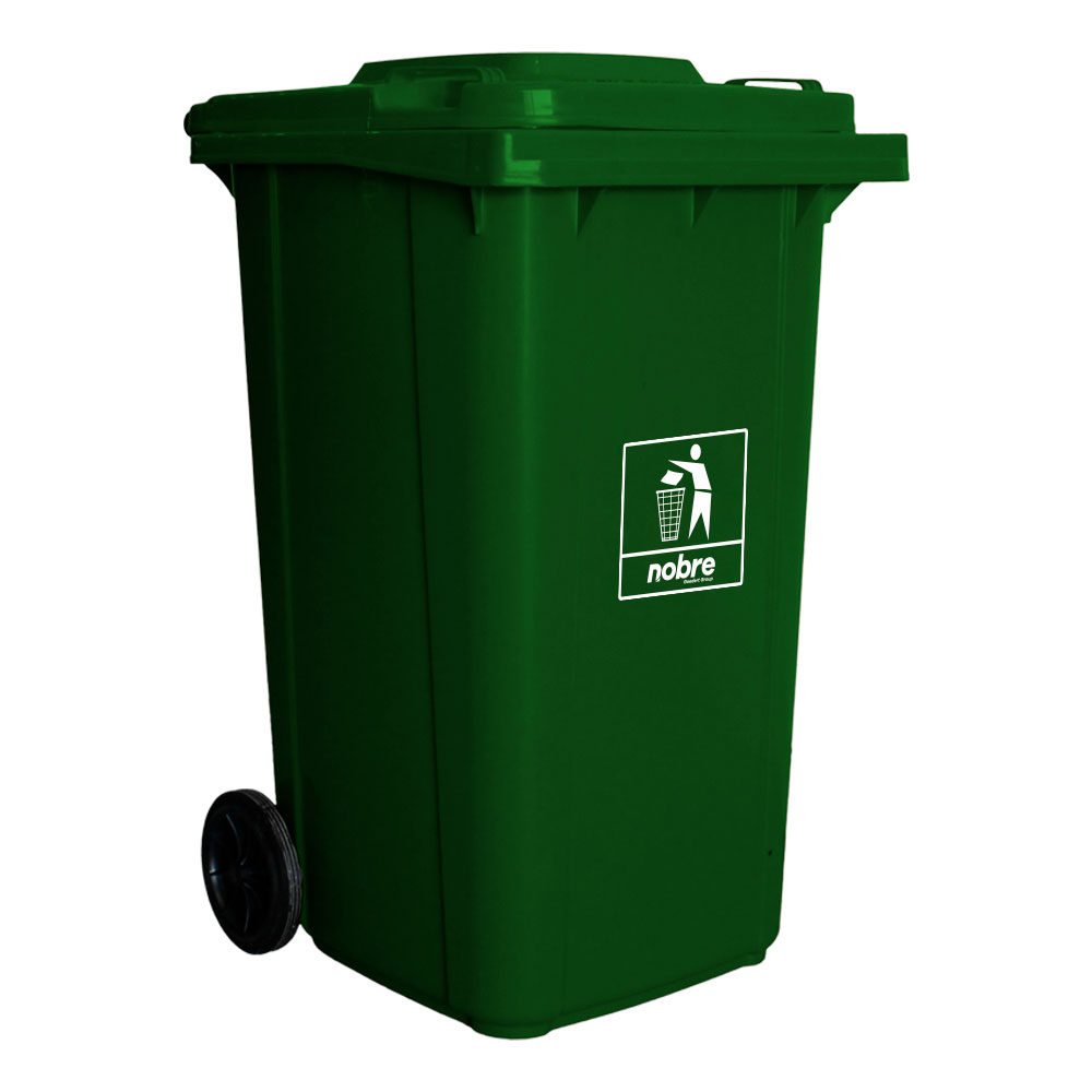 Coletora Plástica c/ Rodas - 240l - Verde - Mod. Europeu - Nobre - Goedert