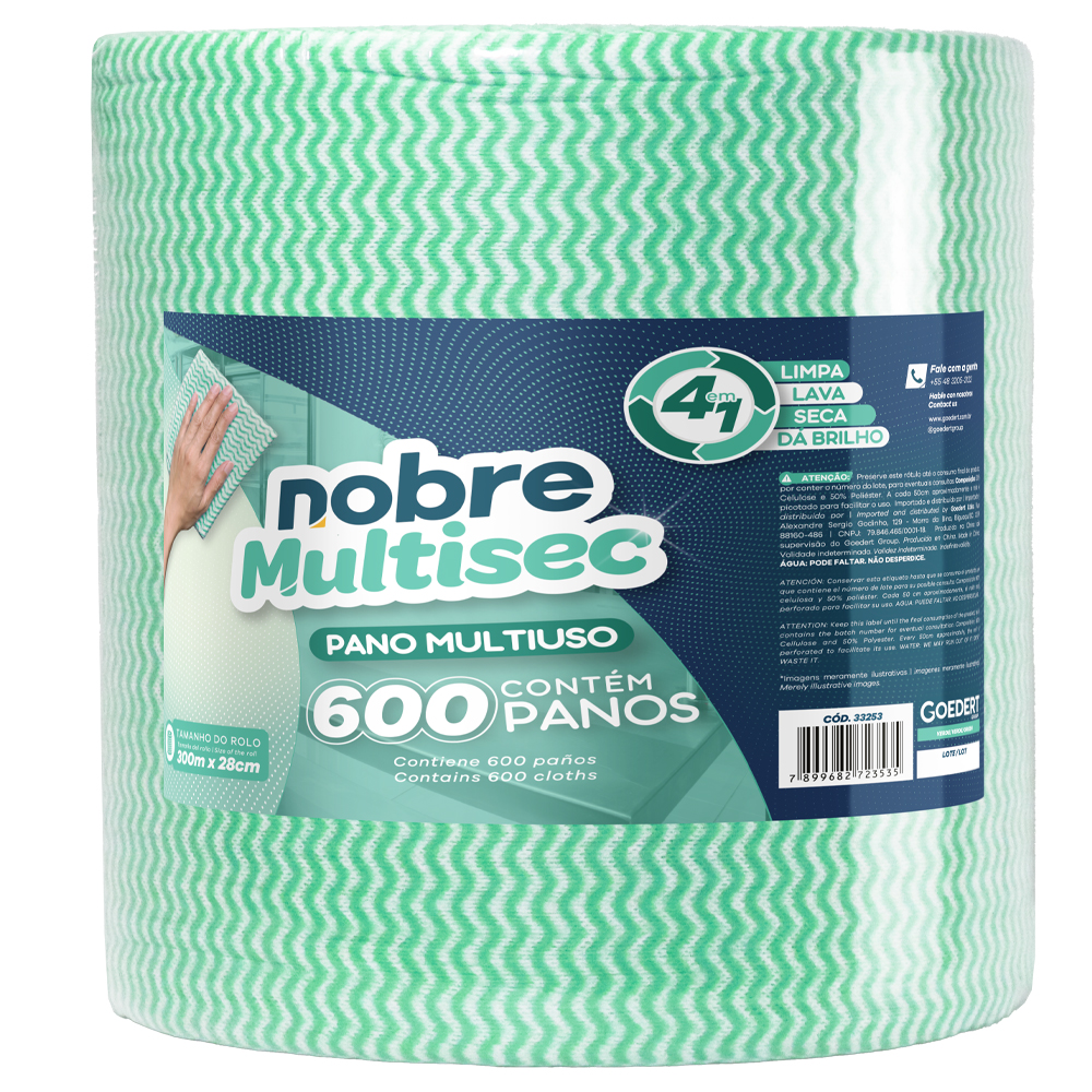 Pano Multiuso Slim - 28cm x 300m - Verde - Nobre - Goedert