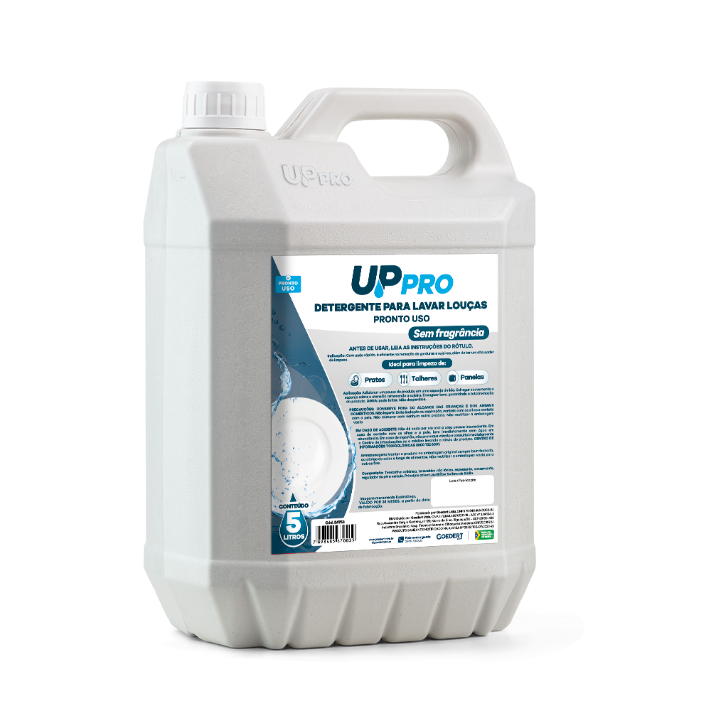 Detergente 5L para lavar louças pronto uso sem fragrância - UPPRO - Goedert