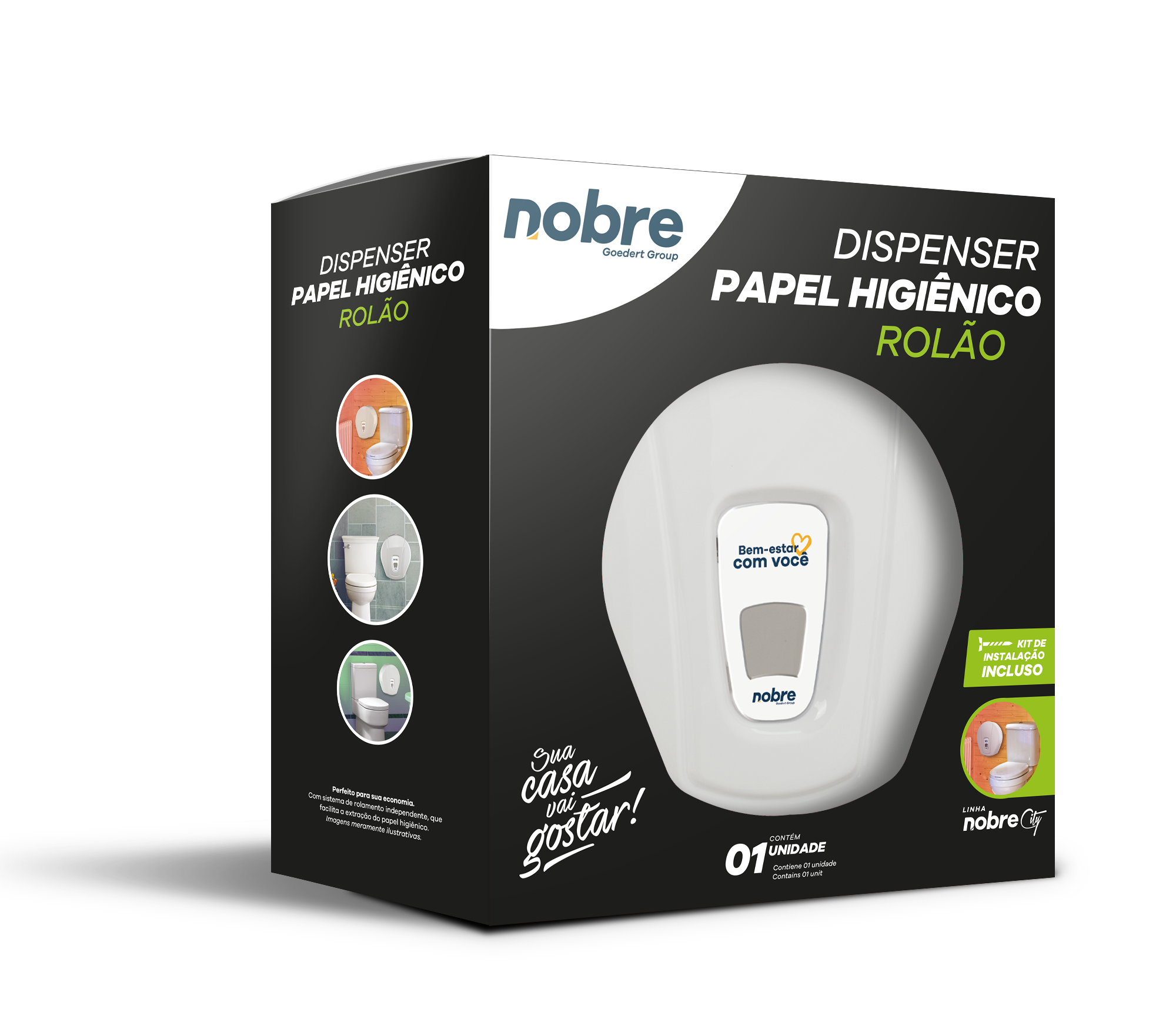 Dispenser Papel Higiênico Rolão - 300/500m. - Branco - Linha City ...