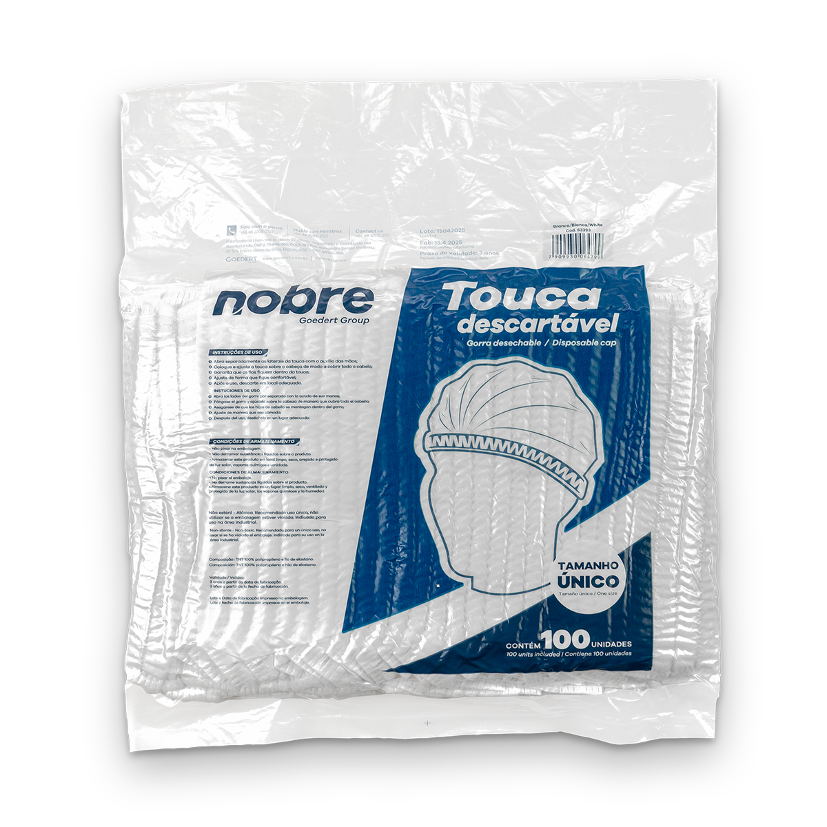 Touca descartavel em TNT sanfonada (pct. c/100und.)- Nobre - Goedert